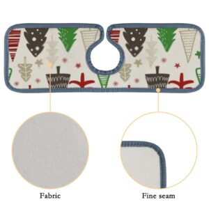 Kitchen Faucet Absorbent Mat 2 Pieces Christmas Pattern with Trees Faucet Sink Splash Guard Bathroom Counter and RV,Faucet Counter Sink Water Stains Preventer