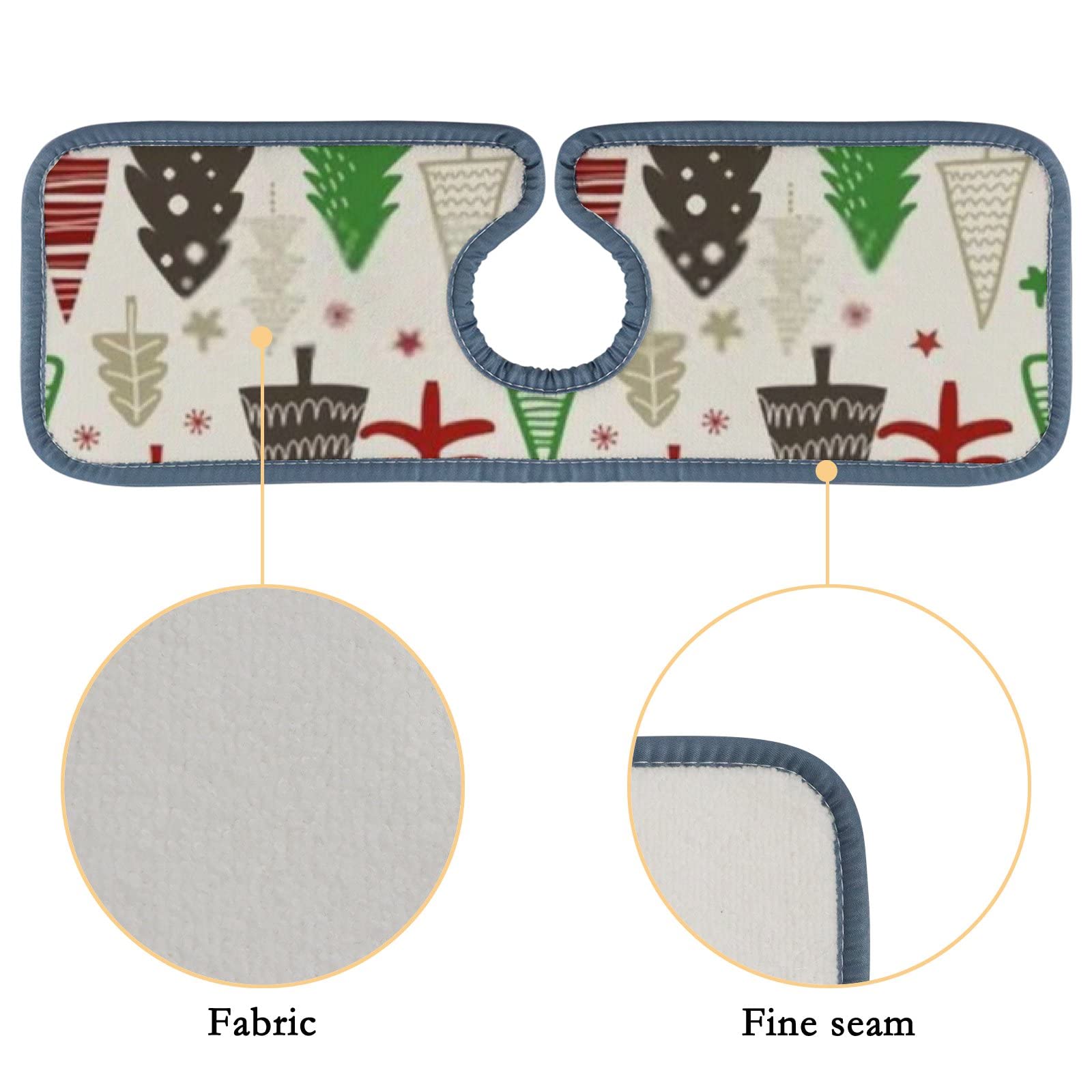 Kitchen Faucet Absorbent Mat 2 Pieces Christmas Pattern with Trees Faucet Sink Splash Guard Bathroom Counter and RV,Faucet Counter Sink Water Stains Preventer