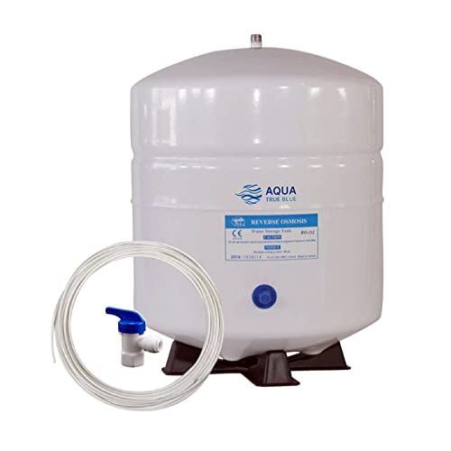 AQUA TRUE BLUE Reverse Osmosis Water Storage Pressure Tank 4.5 Gallon (3.2 Gal Capacity) Plus Tank Valve/Tubing