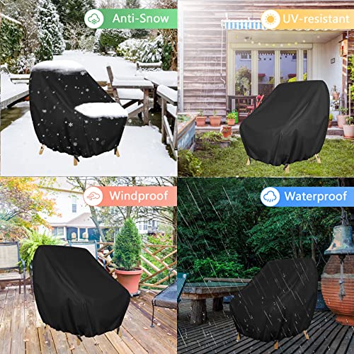 Patio Chair Cover for Outdoor Furniture Waterproof, Patio Deep Seat Cover, 600D Heavy Outdoor Lawn Chair Covers Fit Up to 35" W x 39" D x 31" H, Black, 2 Pack