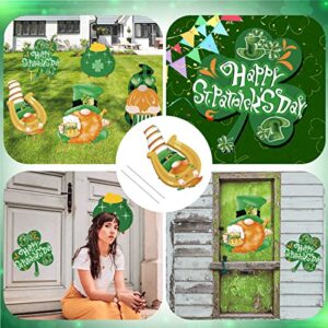 St. Patrick's Day Yard Sign Stakes Outdoor Decorations 5 pcs Irish Gnome Shamrock Green Lawn Sign for Saint Patty's Day Outside Lawn Yard Decorations Supplies 