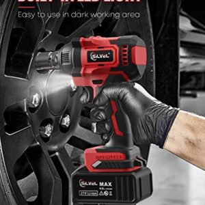 SILVEL Impact Wrench, Cordless Impact Wrench 1/2 inch, Brushless 1/2 Inch Impact Gun, 370 Ft-lbs Max Torque(500N.m), 21V Li-ion Battery, 6Pcs Sockets, Electric Impact Driver