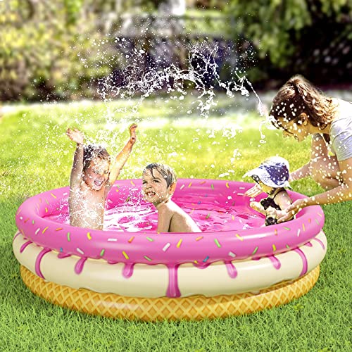 Jasonwell Inflatable Baby Kiddie Pool - Kids Paddling Pool Toddler Baby Swimming Pool Blow Up Ball Pit Pool Blow Up Infant Wading Pool for Backyard (48in Donuts)