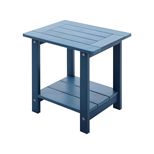 Meluvici Double Adirondack Outdoor Side Table Weather Resistant, Outdoor Rectangular Patio End Table for Adirondack Chair, Dark Blue