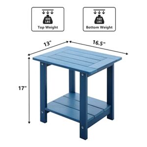 Meluvici Double Adirondack Outdoor Side Table Weather Resistant, Outdoor Rectangular Patio End Table for Adirondack Chair, Dark Blue