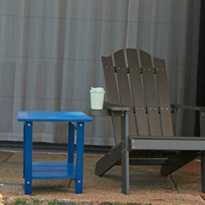 Meluvici Double Adirondack Outdoor Side Table Weather Resistant, Outdoor Rectangular Patio End Table for Adirondack Chair, Dark Blue