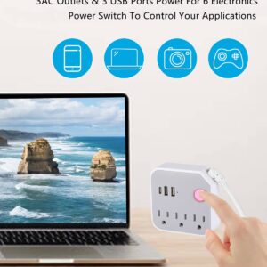 Power Strip with USB C, 3 Outlets Desktop Charging Station, 6 Ft Extension Cord, Small and Portable Power Strip for Travel, Cruise Ship