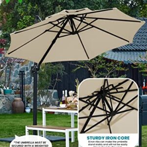 JEAREY 9FT Cantilever Patio Umbrellas Double Top Outdoor Umbrella Heavy Duty Offset Sun Umbrella with Umbrella Cover for Garden, Deck, Backyard and Pool, Beige