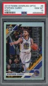 stephen curry 2019 panini donruss optic hologram basketball card #8 psa 10