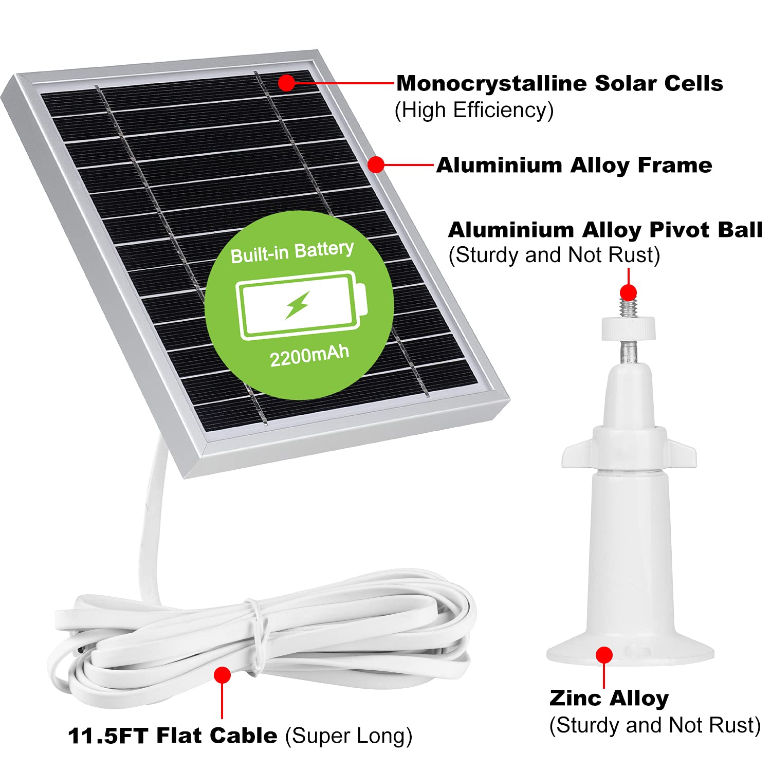 UYODM 3 Pack Solar Panel Compatible with SimpliSafe Outdoor Security Camera, Built-in 2200 mAh Battery Power Your SimpliSafe Outdoor Camera Continuously, IP66 Waterproof Aluminum Alloy Frame