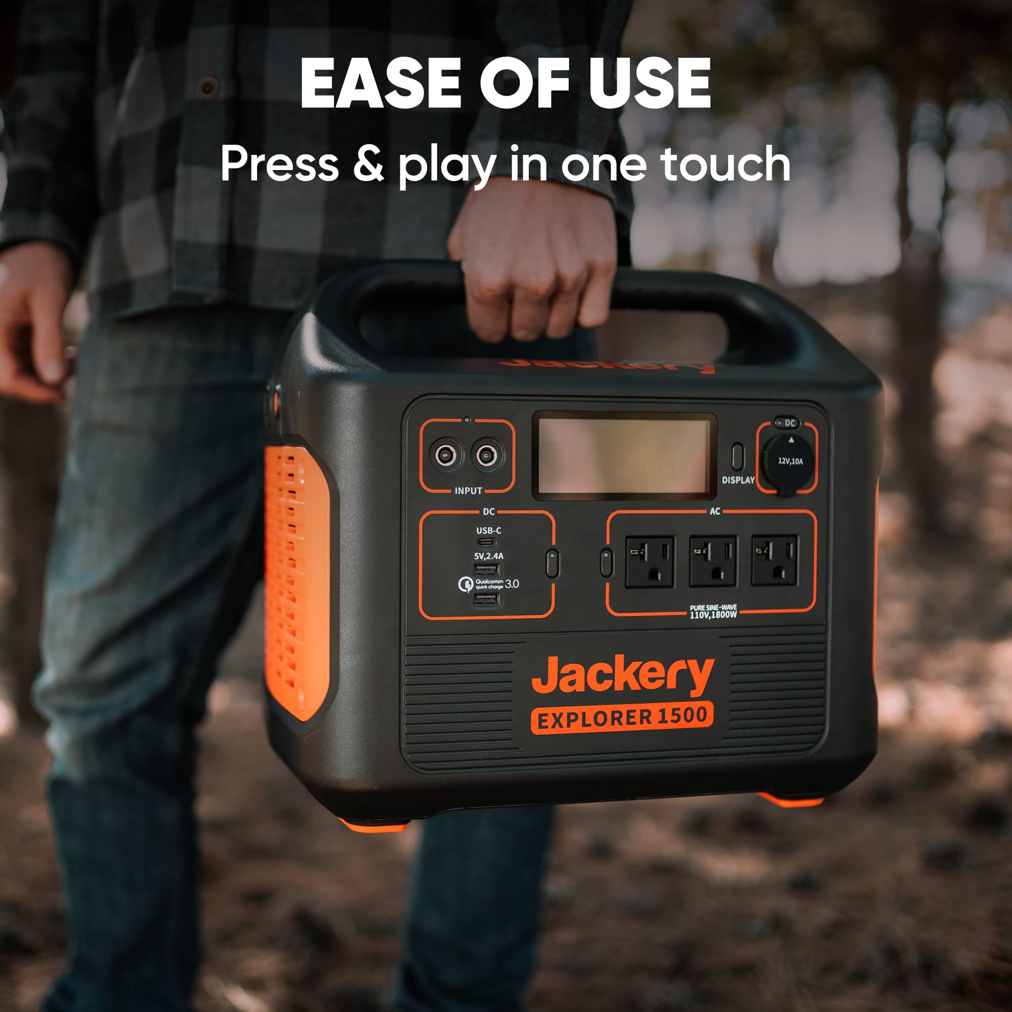 Jackery Portable Power Station Explorer 1500, 1534Wh Portable Generator with 3x110V/1800W AC Outlets, Solar Mobile Lithium Battery Pack for Outdoor RV/Van Camping, Overlanding (Renewed)