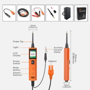 CMTOOL Automotive Circuit Tester 0-65V LED Test Light Probe Tester 6V 12V 24V Car Power Circuit Probe Kit Short Finder Master Kit AC DC Voltage Resistance Diode Electrical System Test Diagnostic Tool