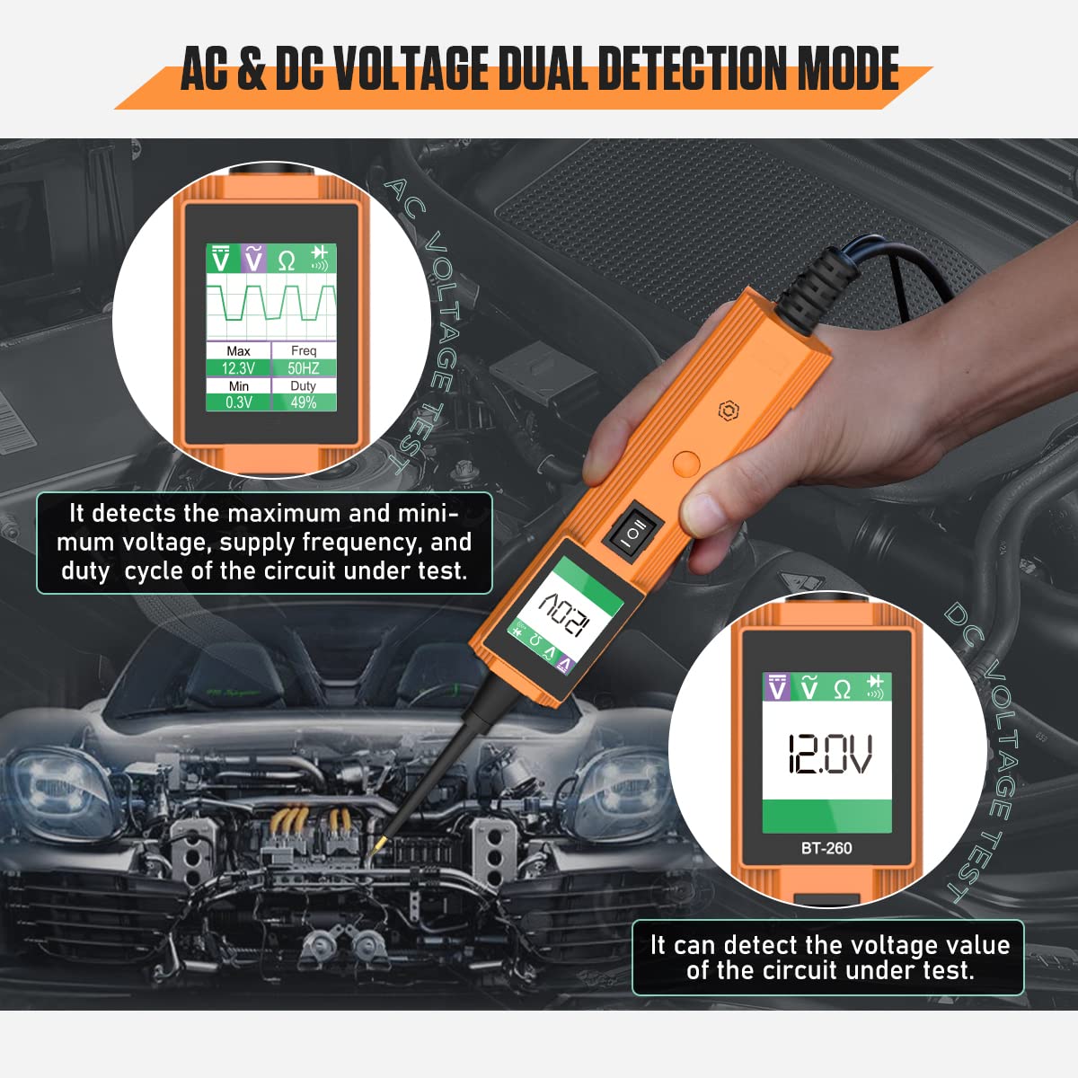 CMTOOL Automotive Circuit Tester 0-65V LED Test Light Probe Tester 6V 12V 24V Car Power Circuit Probe Kit Short Finder Master Kit AC DC Voltage Resistance Diode Electrical System Test Diagnostic Tool