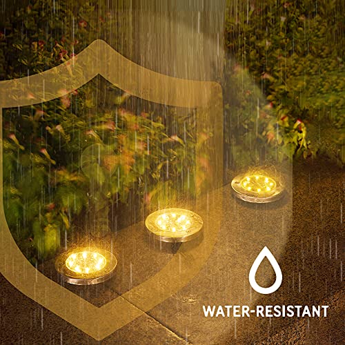 Solar Lights Outdoor， 2023 New Upgrade Disk Lights， Solar in-ground Lights for Landscape Walkway Lawn Steps Decks, LED Lamps, Waterproof