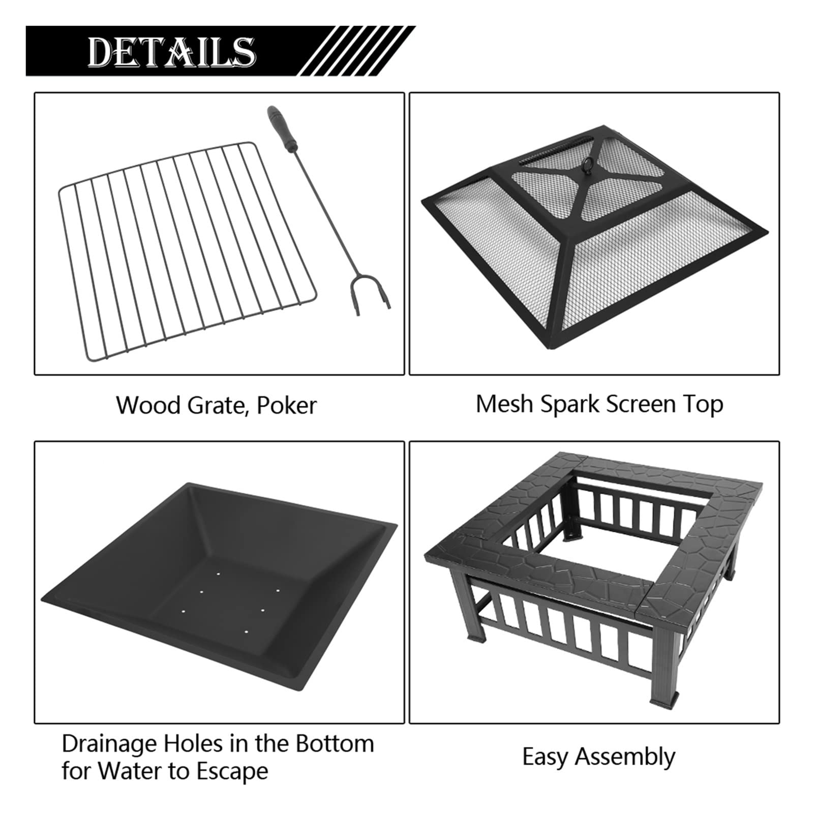 LIUXUEFE Outdoor Fire Pit, Burner, Courtyard Heater, Barbecue Party Picnic