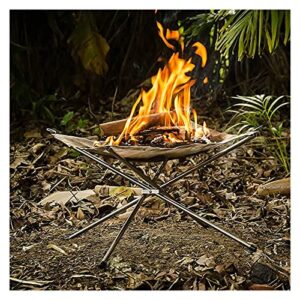 LIUXUEFE Stainless Steel wo-od-Burning Fire Pit Frame, Foldable Fire Frame, Outdoor Barbecue Grill (Color : Medium)