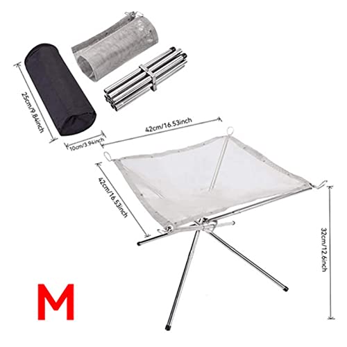 LIUXUEFE Stainless Steel wo-od-Burning Fire Pit Frame, Foldable Fire Frame, Outdoor Barbecue Grill (Color : Medium)