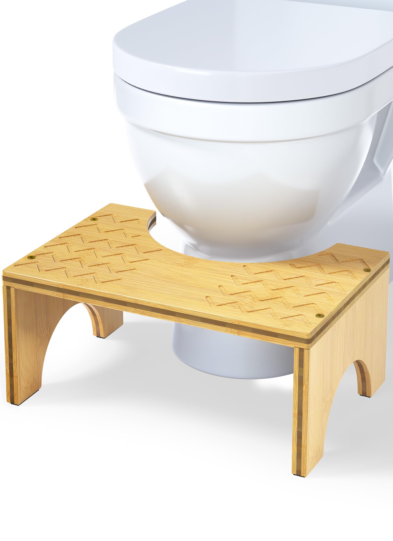 Toilet Stool, Easoger Bamboo Poop Stool, 7" Foldable Potty Stool, Wood Bathroom Step Stool Squat with Anti Slip Layer, 330 lbs Capability