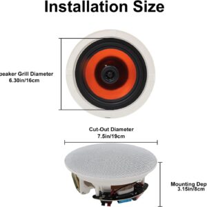 Herdio in Ceiling Speakers, 6.5 Inch 600 Watts Flush Mount Passive Wired Speakers for Bathroom, Kitchen,Living Room,Office(4 Speakers)