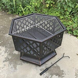 Wyxy Outdoor Heater, Big Fire Pit and Brazier Square Fire Pit Brazier Bowl, Dining Table Set Camping Rack Outer Brazier Fire Bowl 6361 cm