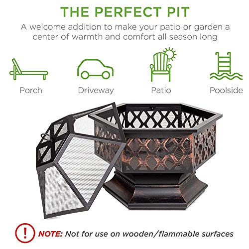 Wyxy Fire Pit with BBQ Grill Shelf, Outdoor Metal Brazier Heater, Ice Pit, Metal Brazier for Garden Patio Outdoor 25 24 Inch