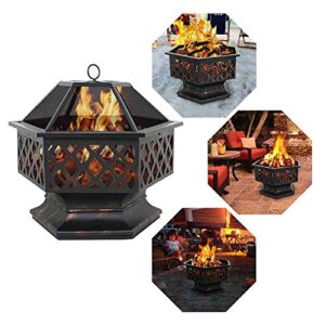 Wyxy Fire Pit with BBQ Grill Shelf, Outdoor Metal Brazier Heater, Ice Pit, Metal Brazier for Garden Patio Outdoor 25 24 Inch