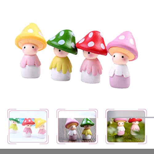 BESPORTBLE Fairy Garden Mushrooms Doll, 4Pcs 1. 4Inch Miniature Mushroom Figurines- Mini Mushroom Miniature Figurines for Micro Landscape/ Bonsai Craft