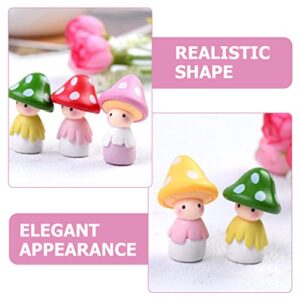 BESPORTBLE Fairy Garden Mushrooms Doll, 4Pcs 1. 4Inch Miniature Mushroom Figurines- Mini Mushroom Miniature Figurines for Micro Landscape/ Bonsai Craft