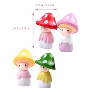 BESPORTBLE Fairy Garden Mushrooms Doll, 4Pcs 1. 4Inch Miniature Mushroom Figurines- Mini Mushroom Miniature Figurines for Micro Landscape/ Bonsai Craft