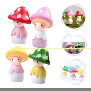 BESPORTBLE Fairy Garden Mushrooms Doll, 4Pcs 1. 4Inch Miniature Mushroom Figurines- Mini Mushroom Miniature Figurines for Micro Landscape/ Bonsai Craft