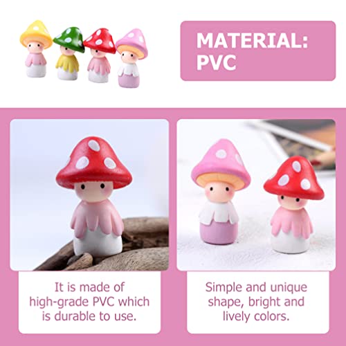 BESPORTBLE Fairy Garden Mushrooms Doll, 4Pcs 1. 4Inch Miniature Mushroom Figurines- Mini Mushroom Miniature Figurines for Micro Landscape/ Bonsai Craft