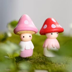 BESPORTBLE Fairy Garden Mushrooms Doll, 4Pcs 1. 4Inch Miniature Mushroom Figurines- Mini Mushroom Miniature Figurines for Micro Landscape/ Bonsai Craft