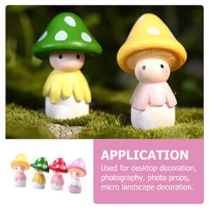 BESPORTBLE Fairy Garden Mushrooms Doll, 4Pcs 1. 4Inch Miniature Mushroom Figurines- Mini Mushroom Miniature Figurines for Micro Landscape/ Bonsai Craft