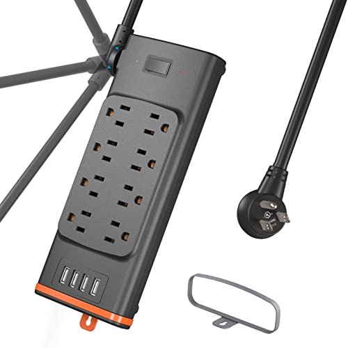 Surge Protector Power Strip Flat Plug, Swivel Extension Cord 6 Feet 3 Prong, 4 USB Ports(PD 24W), 8 Outlets, 2700 Joules, 15A/1875W, Circuit Breaker Switch, SGS Approved