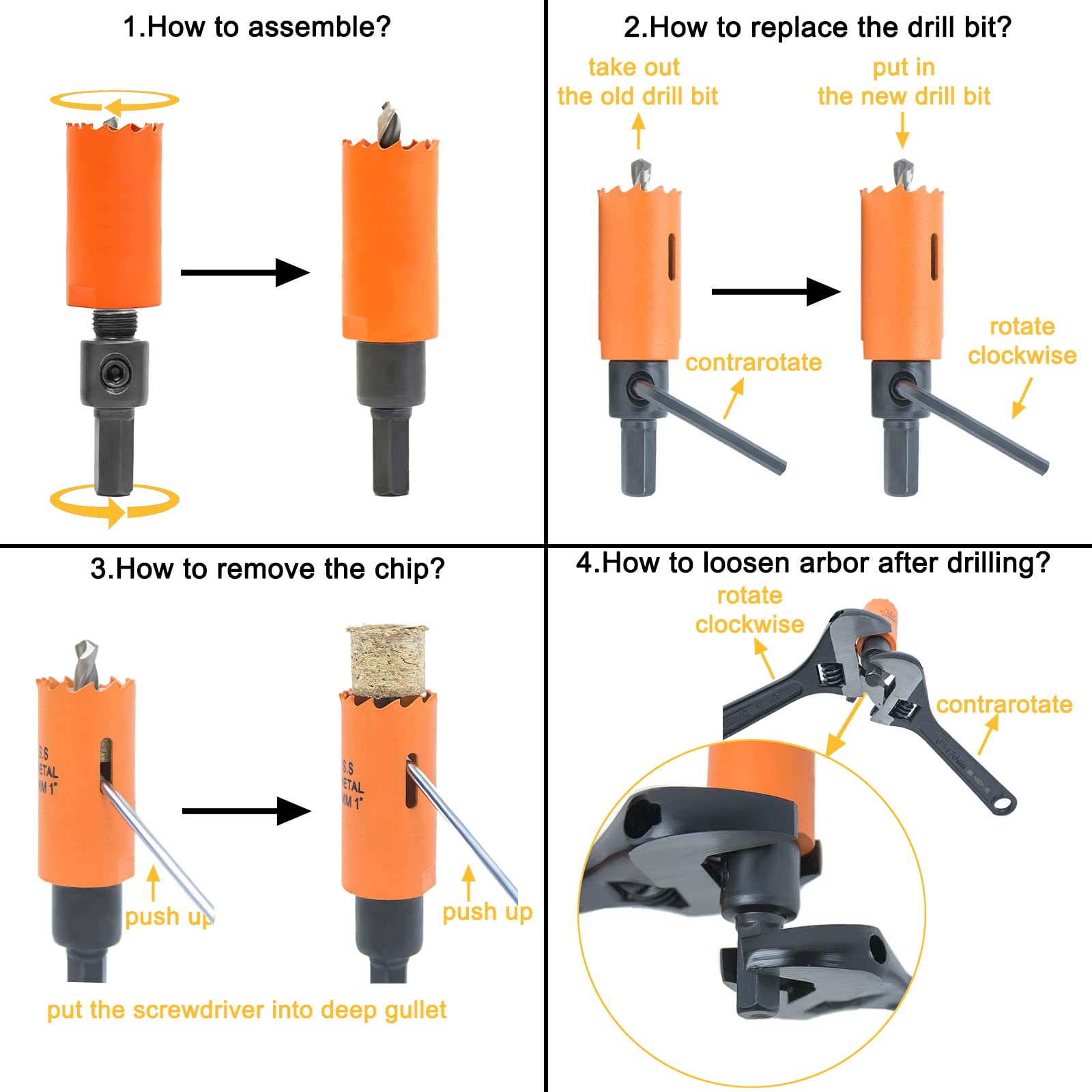 VIKITON Hole Saw Kit Bi Metal with Case, General Purpose Size from 3/4'' to 2-1/2'', Hole Saw Set for Metal, Wood and Plastic, with Clean and Smooth Cutting Edge, Fast Chip Removal.