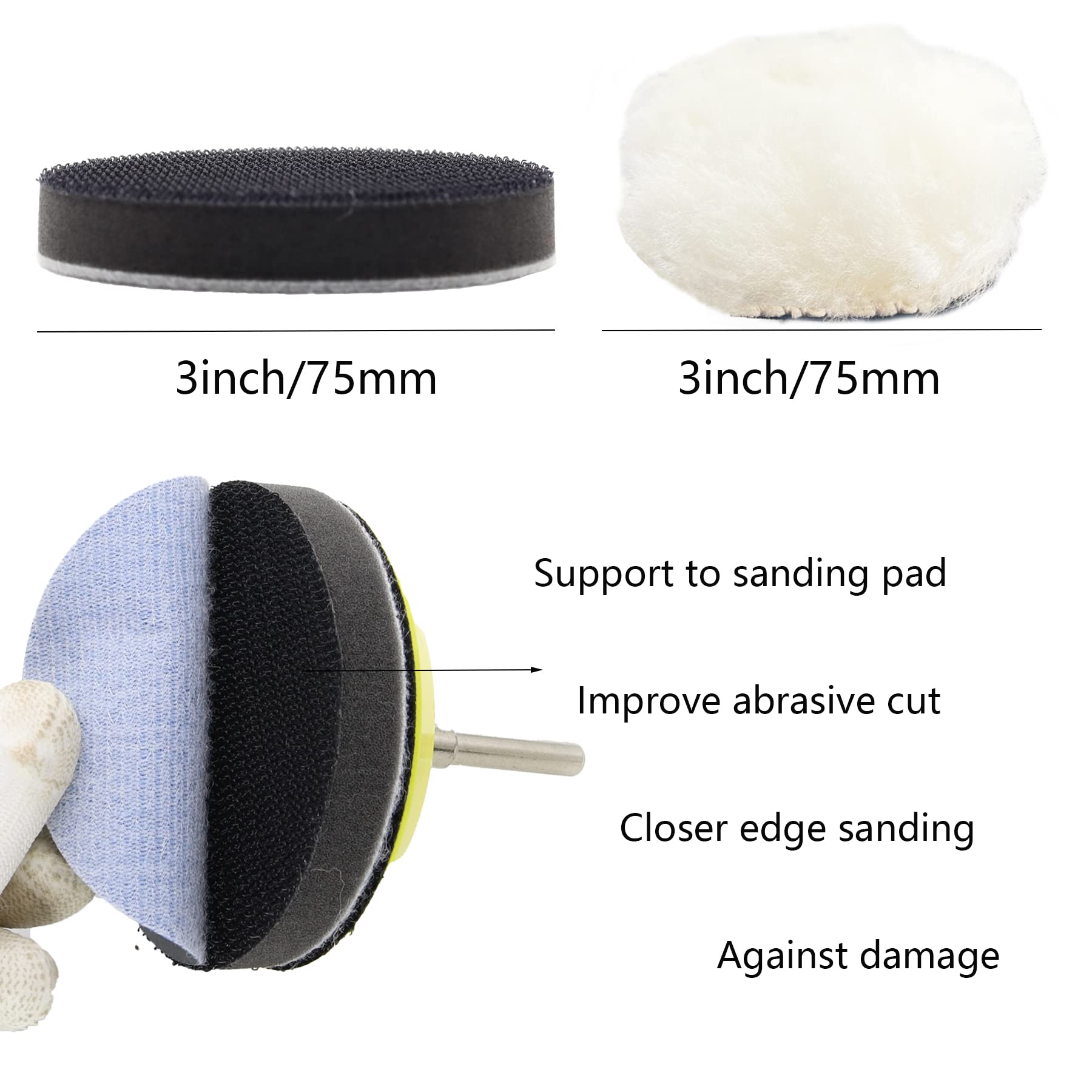 102pcs Sandpaper 3 Inch Sanding disc 60-3000 Grit Wet Dry Sandpaper with 1/8"&1/4" Backer Plate Shank, Soft Foam Buffering Pad, and Polishing Pads Sponge for Wood Mirro Jewelry Car Metal Polishing kit