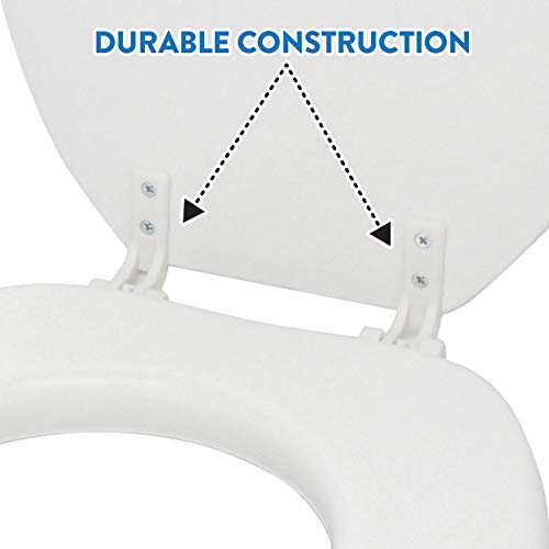 Ginsey Cushioned Desert White Soft Toilet Seat for Stylish Bathroom Décor, Off-white, Elongated 19.7 x 15 x 3 inches