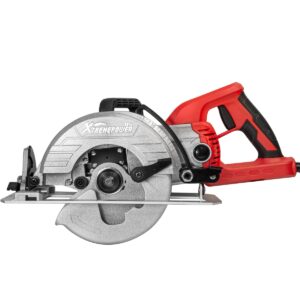 xtremepowerus 7-1/4" worm drive circular saw adjustable depth corded 1800w electric circular cutting saw cut off 4800rpm (no blade)