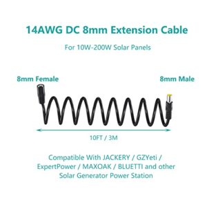 VHBW 8mm Extension Cable 10FT 14AWG 8mm DC Power Cord Compatible with Goal Zero Yeti for Solar Generator Portable Power Station and Solar Panel DC 8mm Female to Male Adapter Connector Cable