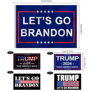 Lets Go Brandon Flag, 3 x 5 Feet Let's Go Brandon Flag with 4 Pcs Trump 2024 Sticker, Brandon Flag Lets Go Brandon Flag with Brass Grommets for Indoor Outdoor, Garden Flag Anti-Ultraviolet Fading