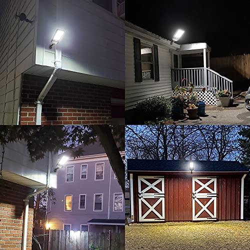 Solar Street Lights 144 LED Solar Parking Lot Lights Remote Control Street Lights Solar Powered Motion Light Dusk to Dawn Solar Security Flood Light for Street Gutter Porch Garage Driveway-2 Pack