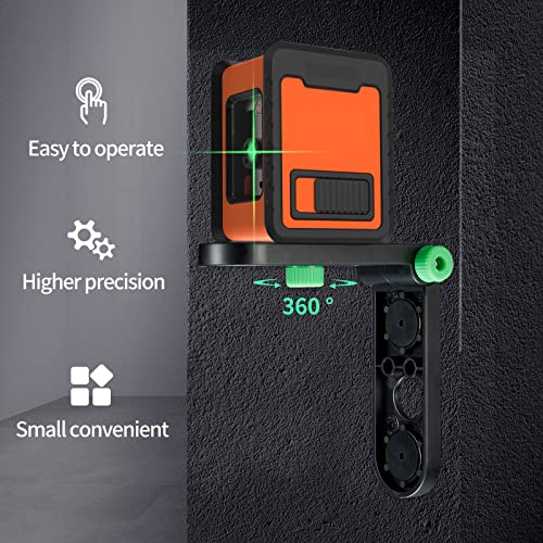 Laser Level, Line Laser Level Tool, 50FT/15m Green Self Leveling Cross Line Laser Level for Indoor Outdoor Construction Picture Hanging Home Renovation, 3 AA Batteries Included (Orange)