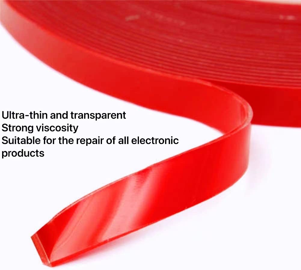 TPhaelay Double-Sided 2mm / 3mm x 25M Acrylic Adhesive Mobile Phone Repair Tape LCD Touch Screen Repair Tape, Super Sticky Transparent Repair Tape for Mobile Phone, iPad, Tablets, Laptops, Camera