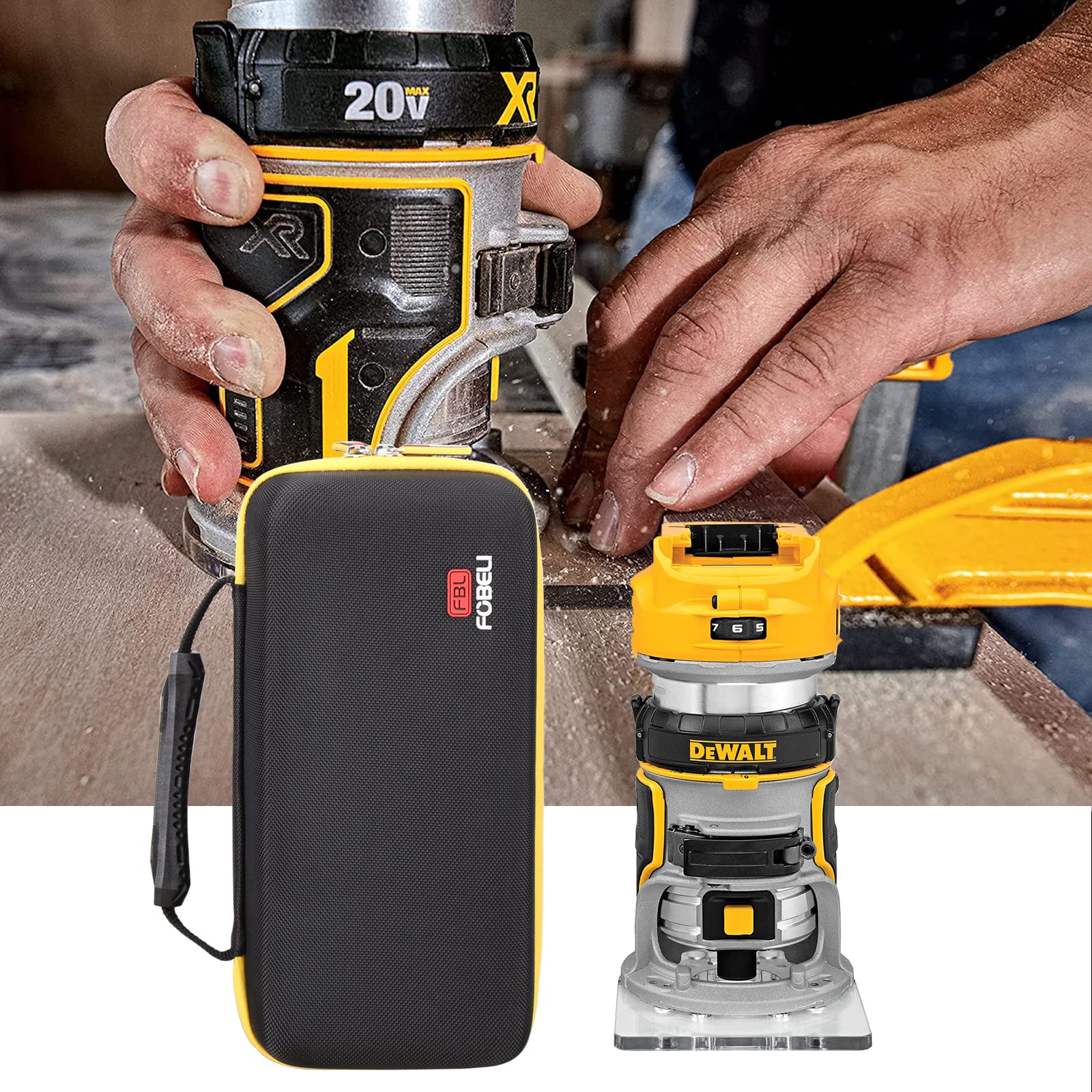 FBLFOBELI Hard EVA Storage Case for DEWALT 20V Max XR Cordless Router, Brushless, Case Only (DCW600B)