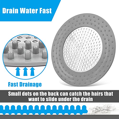 Shower Drain Hair Catcher/Shower Drain Cover/Tub Drain Hair Catcher, Stainless Steel Silicone Shower Hair Catcher for Bathtub Drain, Shower Drain Hair Trap Hair Stopper Shower Accessories