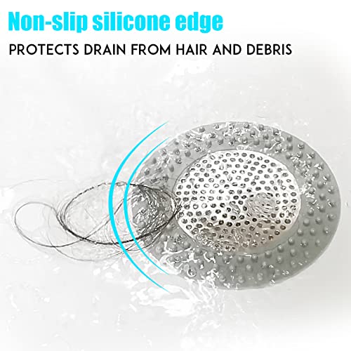 Shower Drain Hair Catcher/Shower Drain Cover/Tub Drain Hair Catcher, Stainless Steel Silicone Shower Hair Catcher for Bathtub Drain, Shower Drain Hair Trap Hair Stopper Shower Accessories