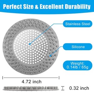 Shower Drain Hair Catcher/Shower Drain Cover/Tub Drain Hair Catcher, Stainless Steel Silicone Shower Hair Catcher for Bathtub Drain, Shower Drain Hair Trap Hair Stopper Shower Accessories