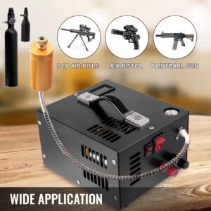 VEVOR PCP Air Compressor 12V DC, PCP Compressor 4500 Psi, Paintball 30MPa Portable PCP Air Compressor, Rifle Pump 110V AC, High Pressure Pump Scuba Tank Compressor Pump, Black