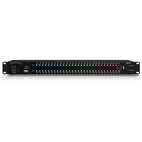 Technical Pro 1U Rack Mount DB Display with 8 Outlet Power Supply Surge Protector with 5V USB Charging Ports, Input, and Output RCA.