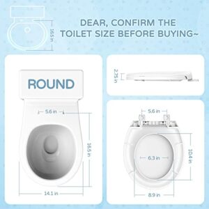 YASFEL Toilet Seat,Standard Universal Round Toilet Seat,Soft Close,Ergonomic Toilet Bowl Seat,Fits for Standard Round Toilet with Thickened Plastic Lid (Round, White)